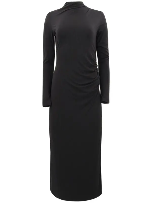 Vince Long Sleeve Silk Knit Midi Dress Black 40% Off