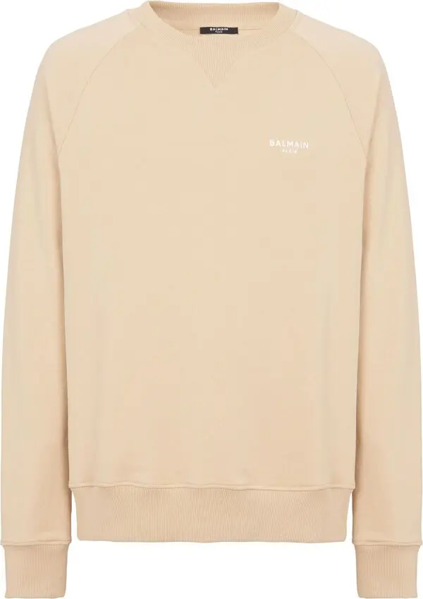 Balmain Cotton Flocked Logo Sweatshirt