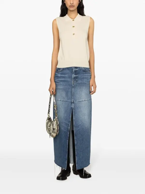 GANNI Logo-buttons Knitted Vest - Neutrals