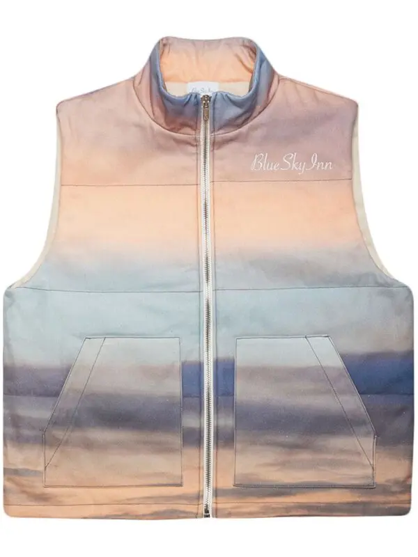 BLUE SKY INN Sunrise Clouds Padded Gilet - Blue