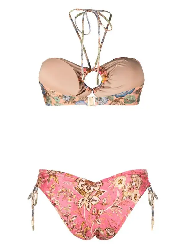 Zimmermann Junie Floral-print Halterneck Bikini