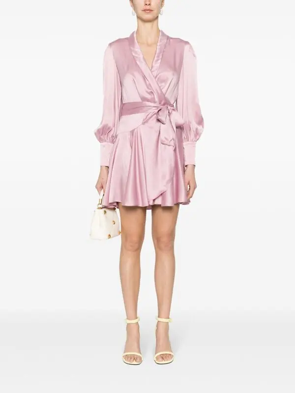 Zimmermann Long Sleeve Wrap Silk Minidress