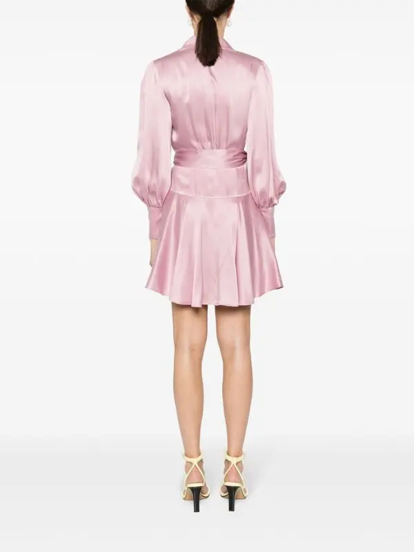 Zimmermann Long Sleeve Wrap Silk Minidress