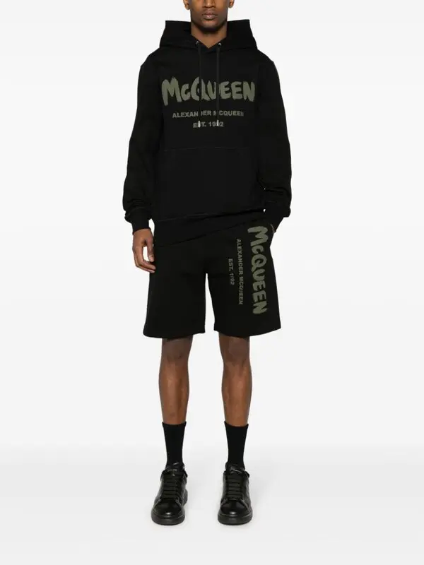 Alexander McQueen Logo-print Cotton Shorts - Black