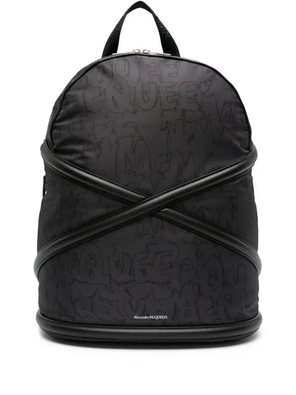 Alexander McQueen Logo Print Backpack - Black