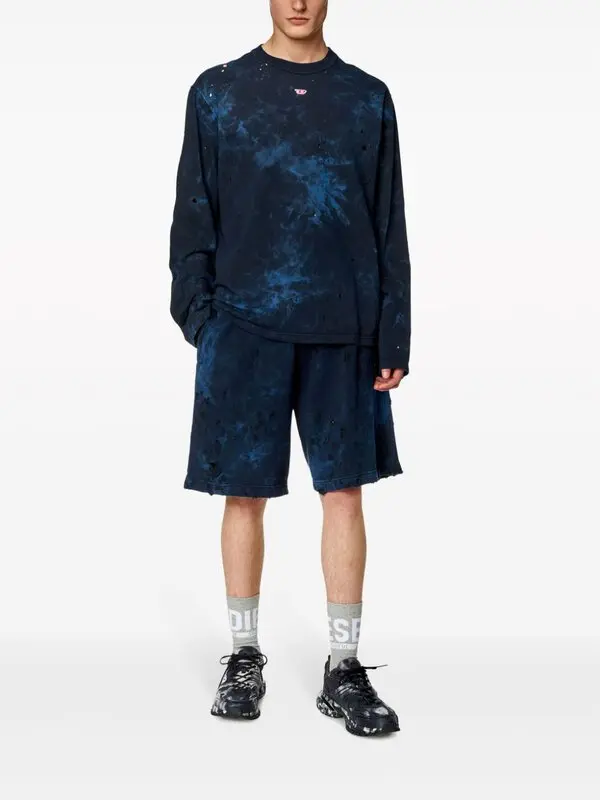 DIESEL® Cotton Crewneck Sweatshirt With Abstract Print And Distressed Effect