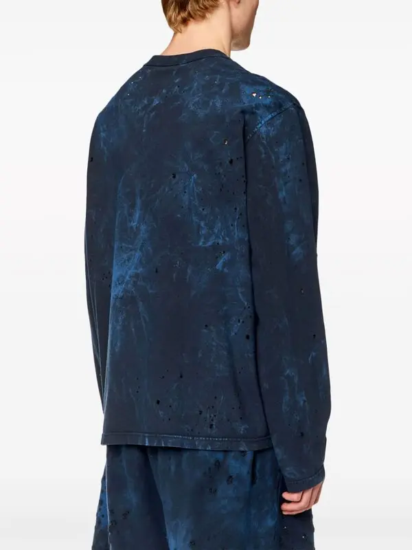 DIESEL® Cotton Crewneck Sweatshirt With Abstract Print And Distressed Effect