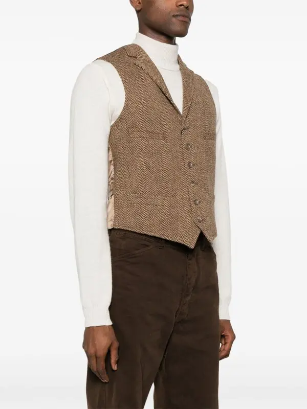 Polo Ralph Lauren Herringbone Wool Waistcoat - Brown