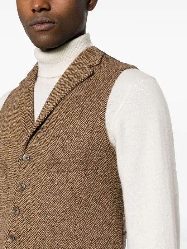 Polo Ralph Lauren Herringbone Wool Waistcoat - Brown