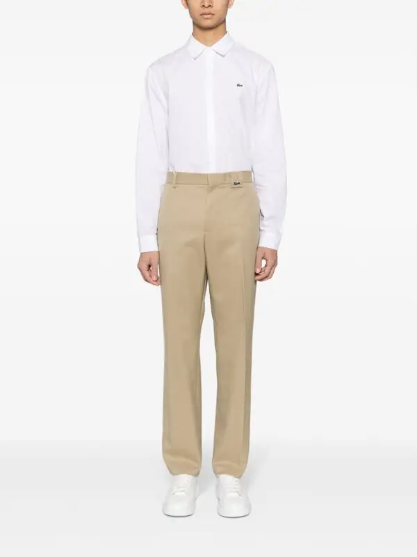 Lacoste Logo-embroidered Poplin Cotton Shirt - White