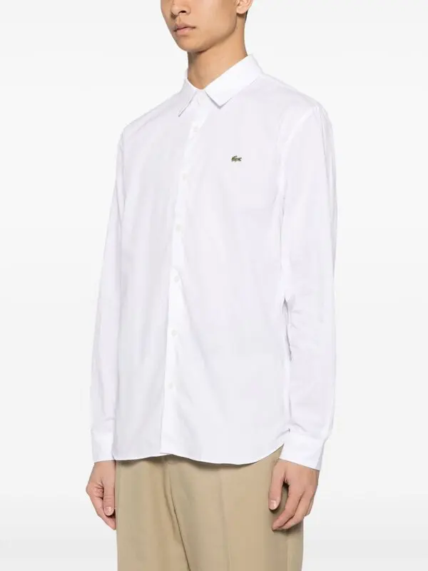 Lacoste Logo-embroidered Poplin Cotton Shirt - White