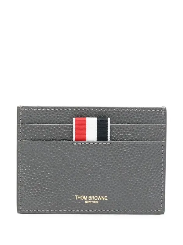 Thom Browne Grosgrain-tab Leather Cardholder - Grey