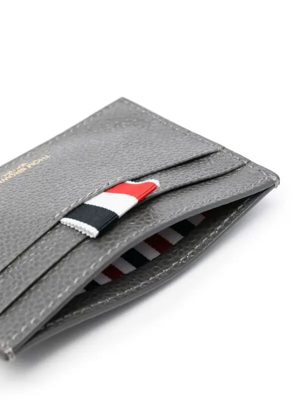 Thom Browne Grosgrain-tab Leather Cardholder - Grey