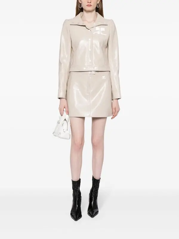 COURREGES Logo-appliqué Mini Skirt - Neutrals