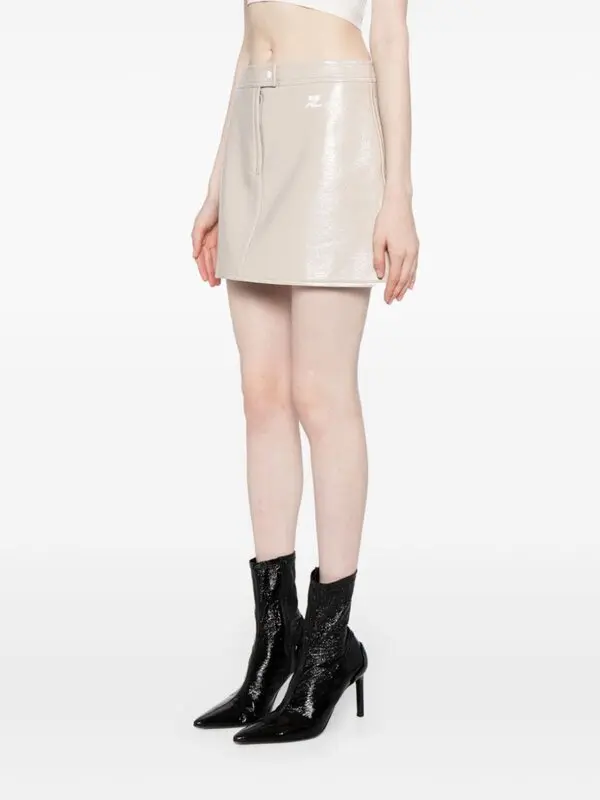 COURREGES Logo-appliqué Mini Skirt - Neutrals