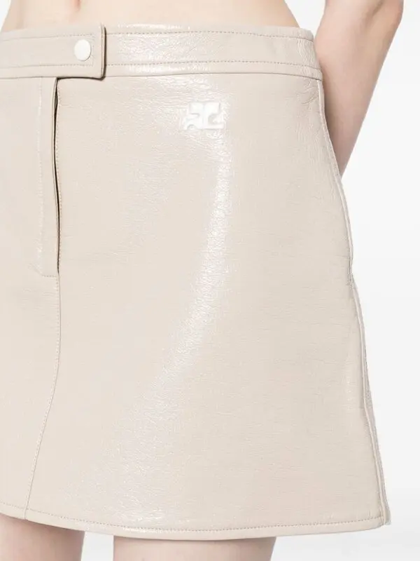 COURREGES Logo-appliqué Mini Skirt - Neutrals