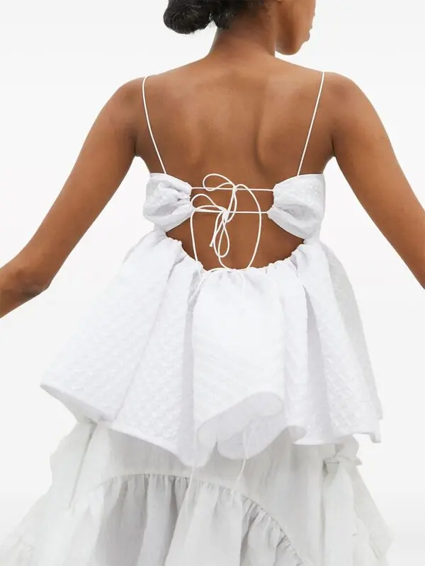 Cecilie Bahnsen Selena Matelassé Top - White