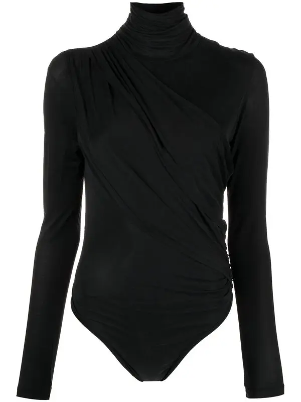 Gauge81 Drape-panel Ruched Bodysuit - Black