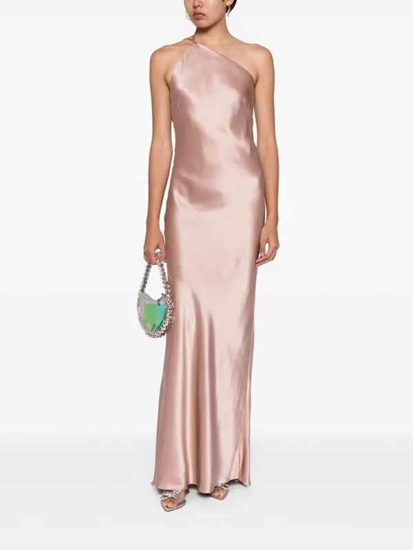 Michelle Mason One-shoulder Silk Gown - Pink