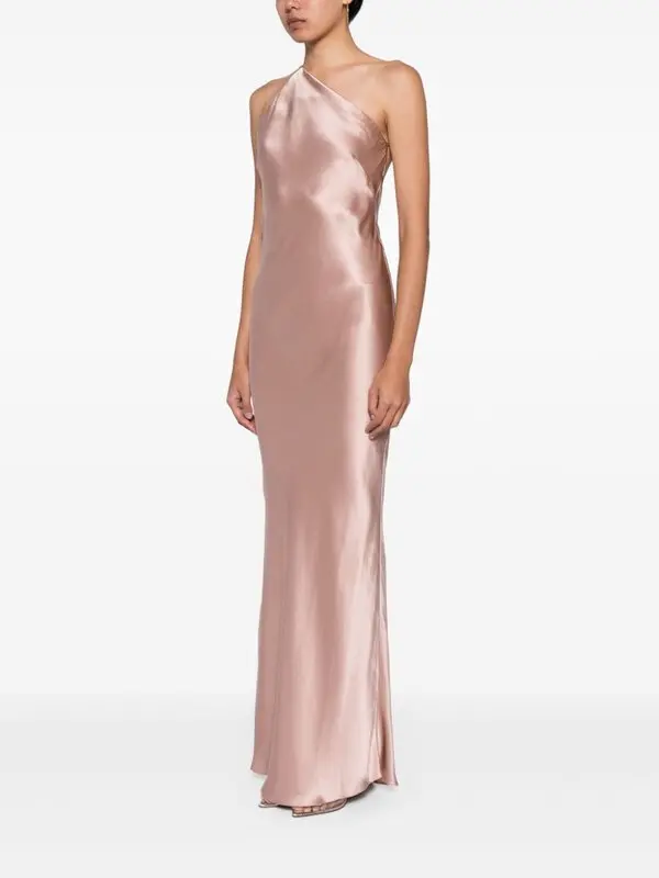 Michelle Mason One-shoulder Silk Gown - Pink