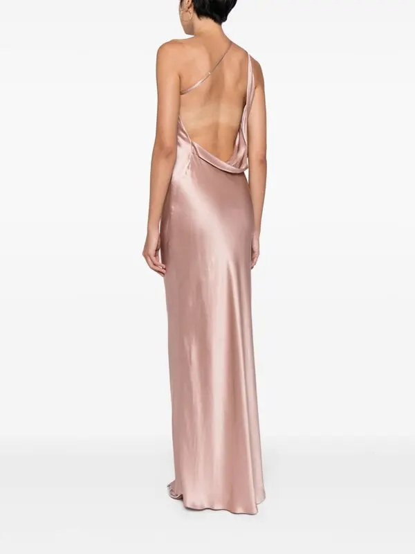 Michelle Mason One-shoulder Silk Gown - Pink