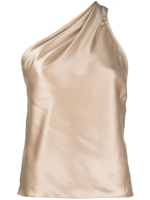 Michelle Mason Asymmetric Halterneck Silk Top - Gold