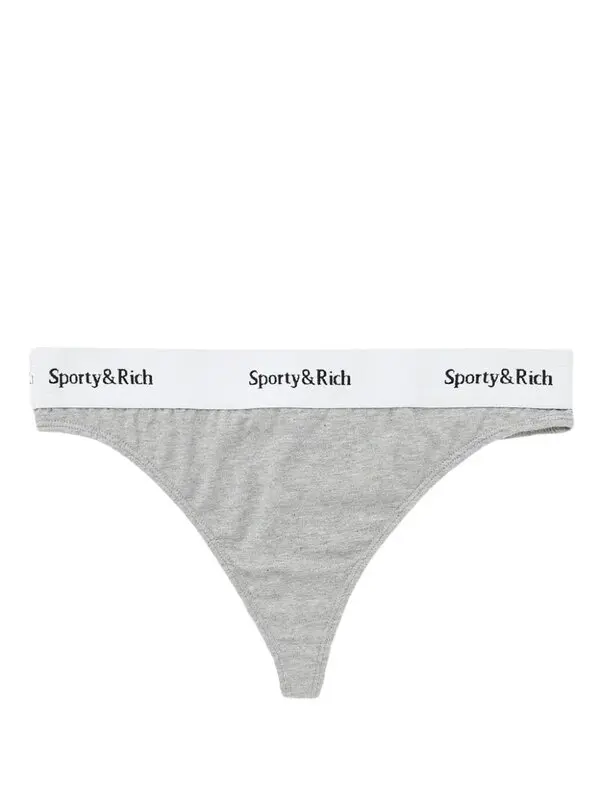 SPORTY & RICH Serif Logo-waistband Thong - Grey