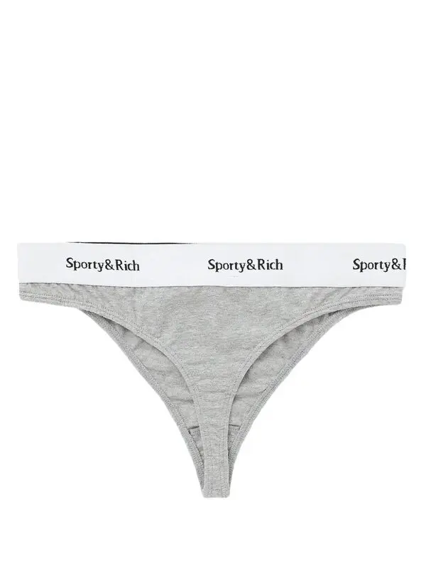 SPORTY & RICH Serif Logo-waistband Thong