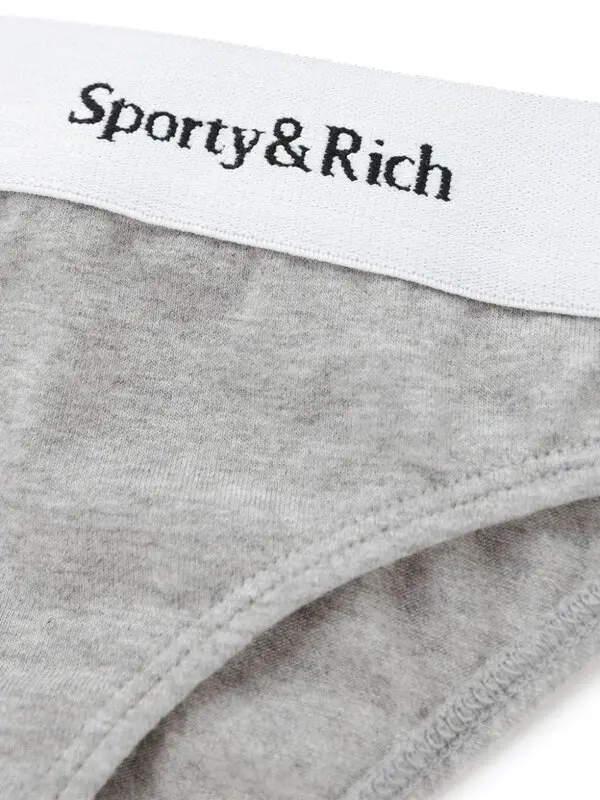 SPORTY & RICH Serif Logo-waistband Thong