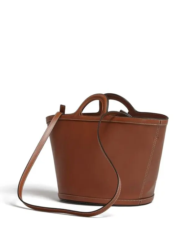 Marni Small Tropicalia Leather Tote Bag - Brown
