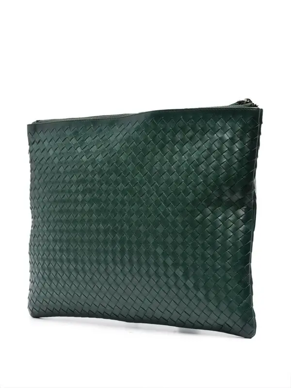 Dragon Diffusion Woven Leather Clutch Bag - Green