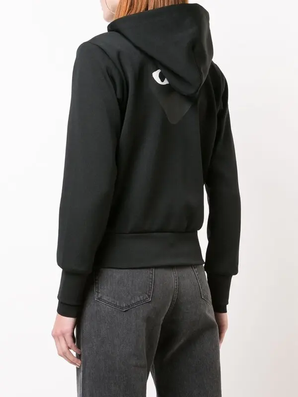 Play Comme Des Garcon Big Heart-print Zip-up Hoodie - Black