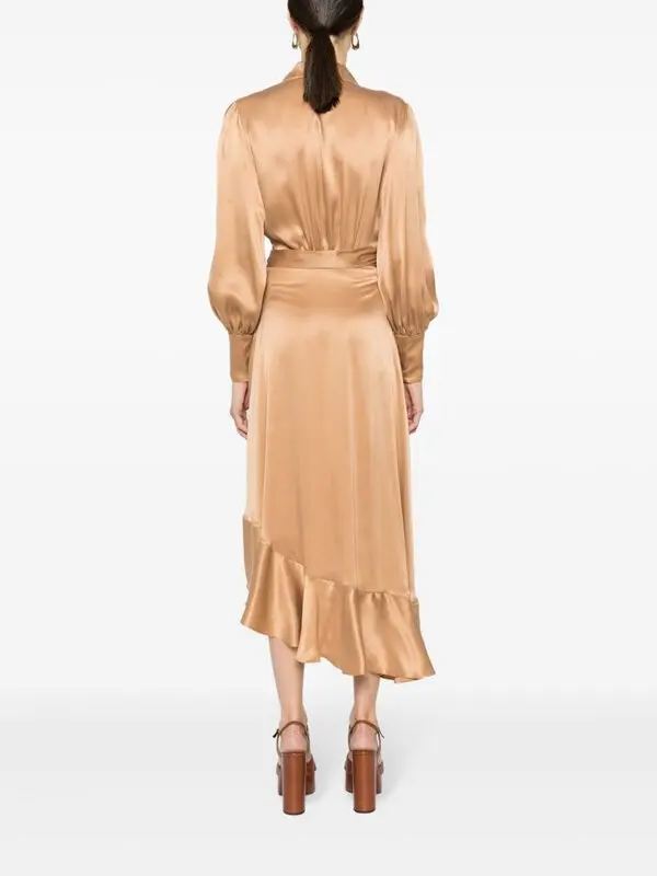 Zimmermann Long-sleeve Wrap Midi Dress - Neutrals