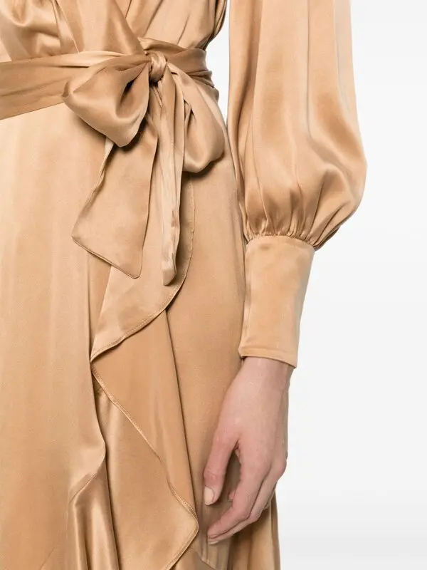 Zimmermann Long-sleeve Wrap Midi Dress - Neutrals