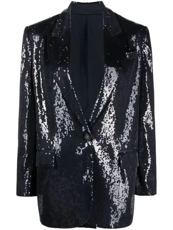 Brunello Cucinelli Sequin Embellished Single-breasted Blazer - Blue