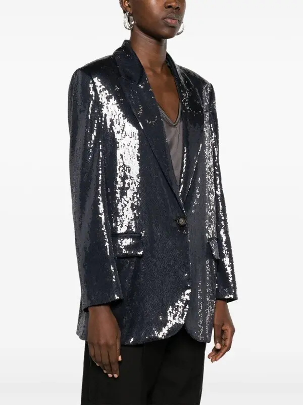 Brunello Cucinelli Sequin Embellished Single-breasted Blazer