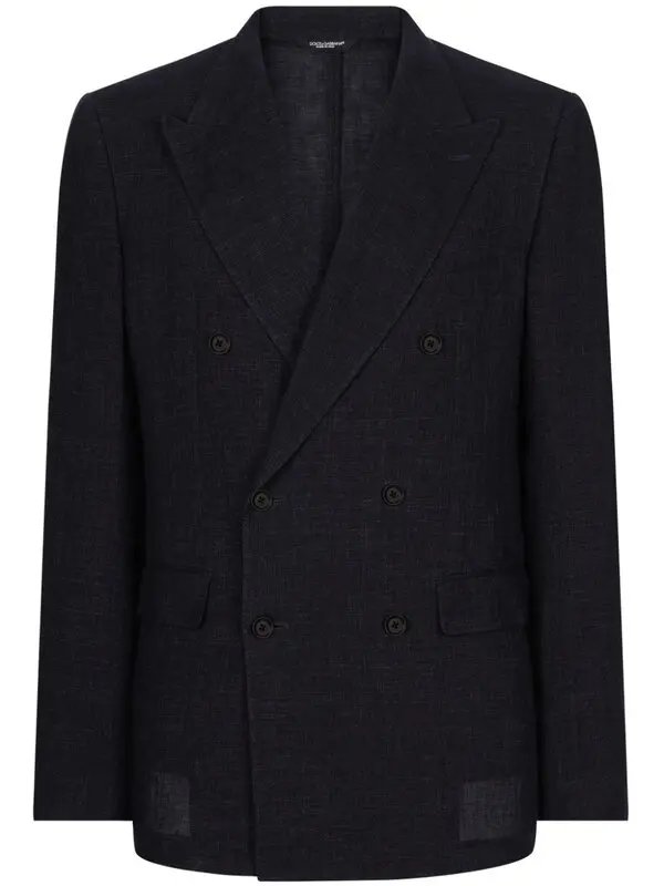 Dolce & Gabbana Double-breasted Linen Blazer - Blue