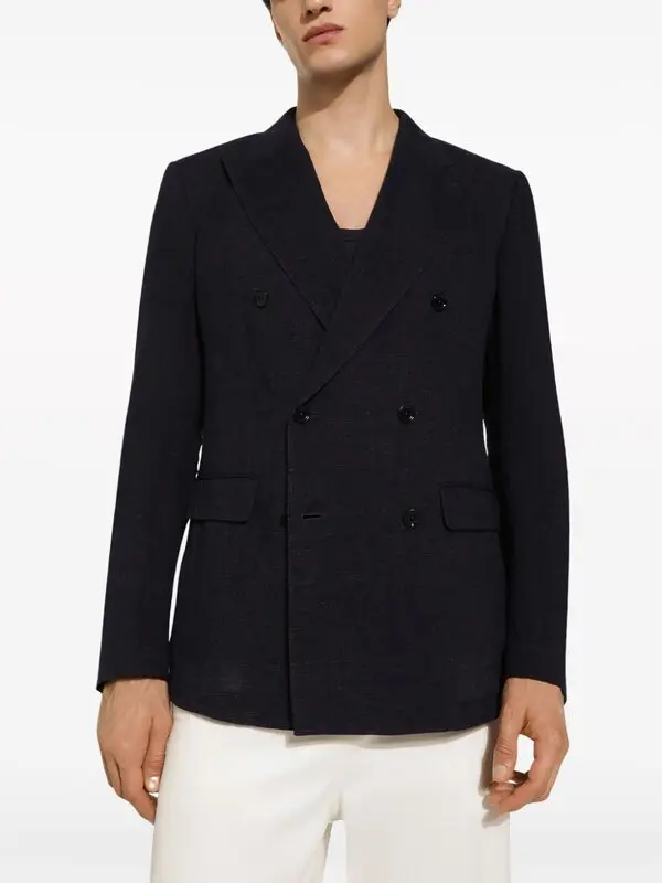 Dolce & Gabbana Double-breasted Linen Blazer - Blue