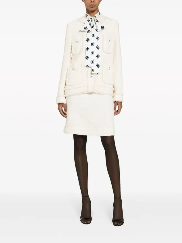 Dolce & Gabbana Round-neck Tweed Jacket - Neutrals