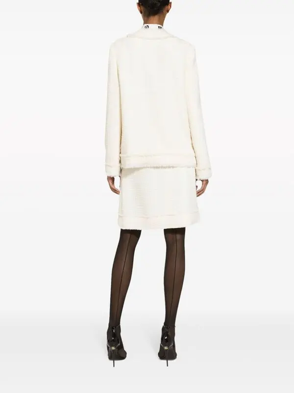 Dolce & Gabbana Round-neck Tweed Jacket - Neutrals