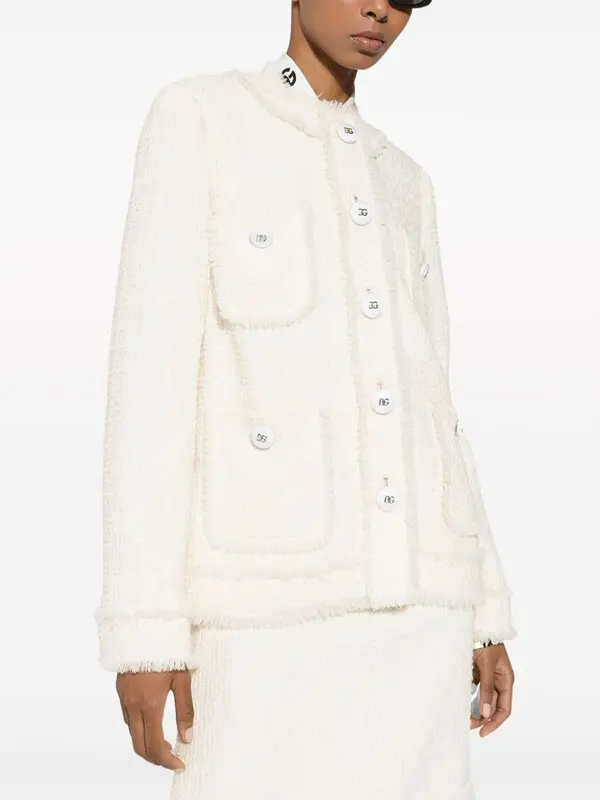 Dolce & Gabbana Round-neck Tweed Jacket - Neutrals