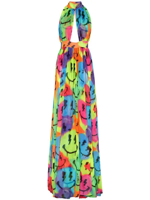 Philipp Plein Smile Chiffon Maxi Dress