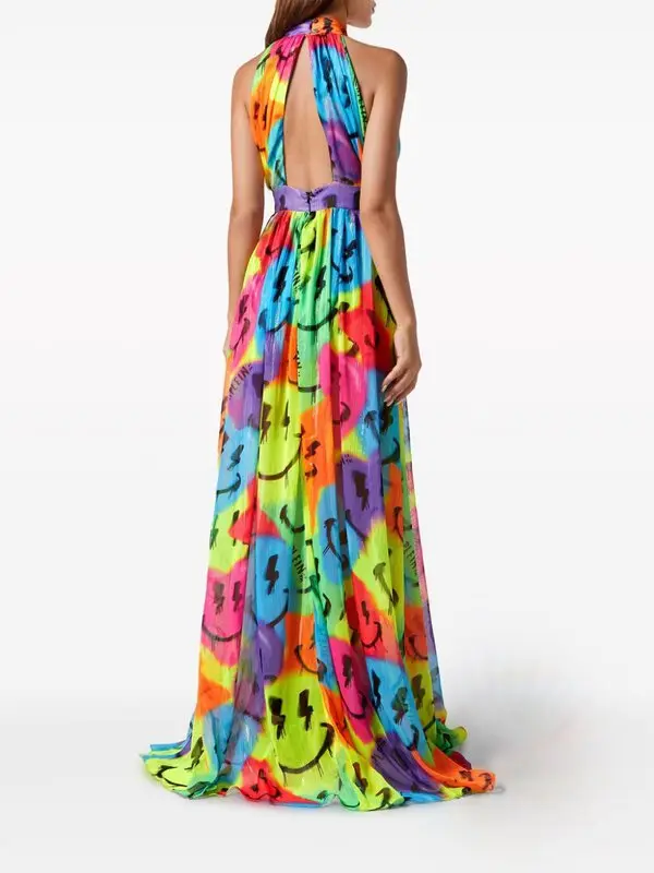 Philipp Plein Smile Chiffon Maxi Dress