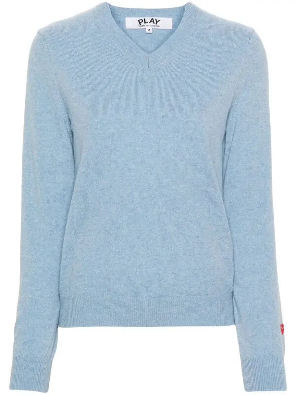 Play Comme Des Garcon Heart Logo Wool Jumper - Blue