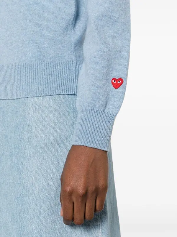 Play Comme Des Garcon Heart Logo Wool Jumper - Blue