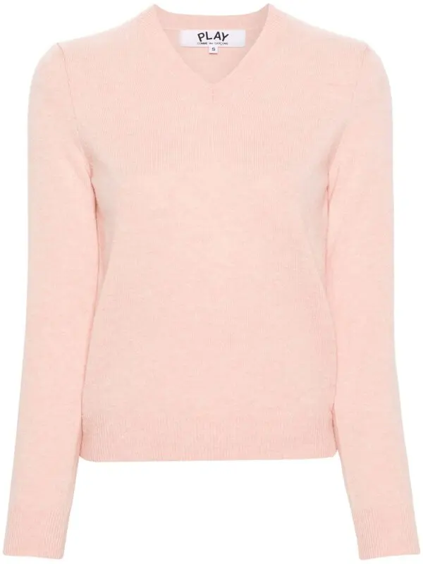 Play Comme Des Garcon Heart Logo Wool Jumper - Pink