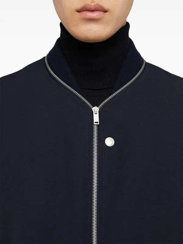 JIL SANDER Zip-embellished Wool Bomber Jacket - Blue