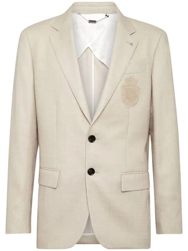 BILLIONAIRE Logo-patch Single-breasted Blazer - Neutrals