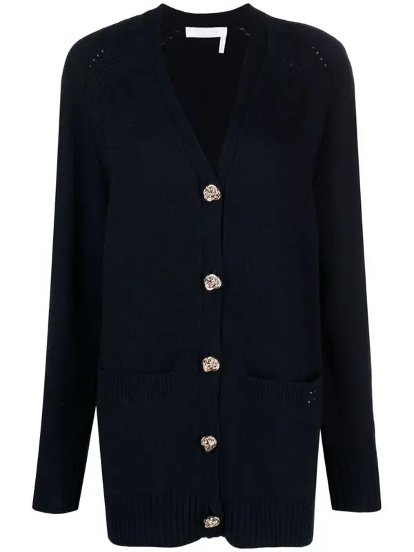 Chloé V-neck Fine-knit Cardigan