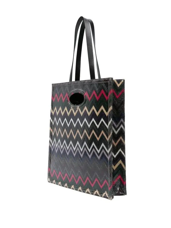Missoni Zigzag-embroidered Lamé-effect Leather Tote Bag